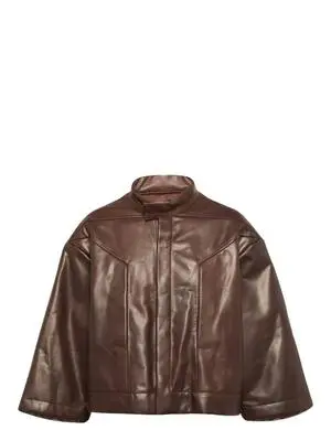Rick Owens Cropped Leather Jacket - Brown