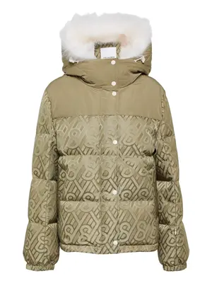 YVES SALOMON Logo Shearling-trimmed Down Jacket - Multicoloured