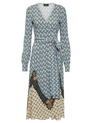 Etro Floral Print Midi Dress - Blue