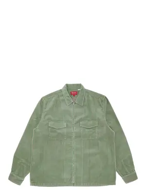 Supreme Corduroy Zip Up Shirt - Green