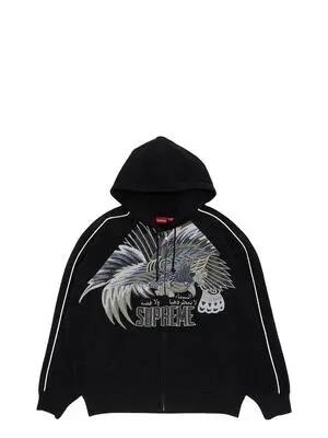 Supreme Falcon Raglan Zip-up Hooded Sweatshirt - Black