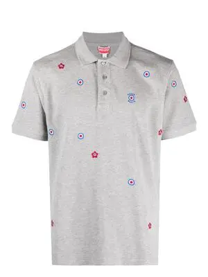 Kenzo Target Embroidered Cotton Shirt Grey