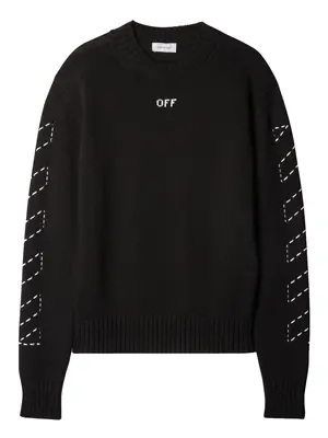 Off-White Arrows-embroidery Crew-neck Jumper - Black