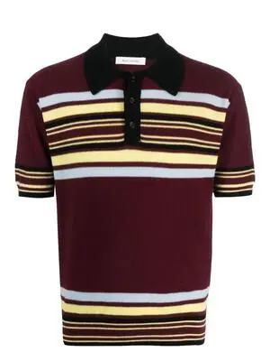 WALES BONNER Wander Striped Wool Polo Shirt - Red