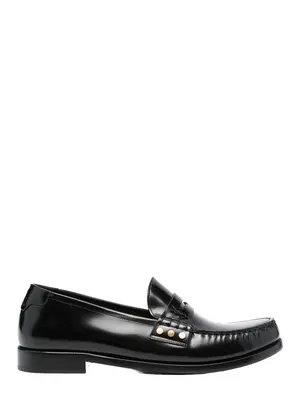 Saint Laurent Almond-toe Leather Loafers - Black