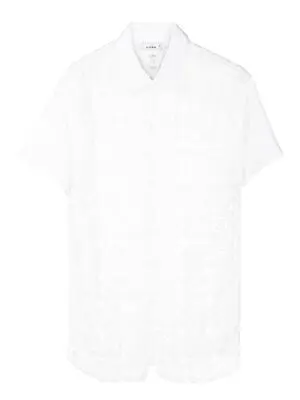 AMIR SLAMA Crochet-panel Short-sleeved Shirt - White