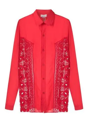 AMIR SLAMA Crochet-panel Long-sleeved Shirt - Red