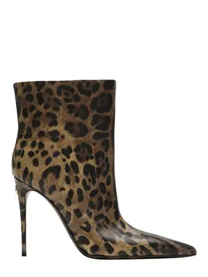 Dolce & Gabbana 105mm Leopard-print Leather Boots - Brown