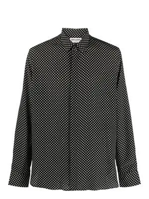 Saint Laurent Polka-dot Print Silk Shirt - Black