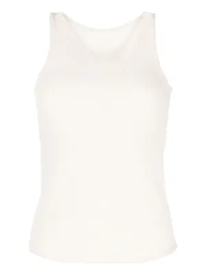 LOW CLASSIC Sleeveless Knitted Fleece Top - White