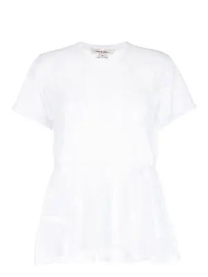 Comme Des Garçons Ruffle-hem Mesh T-shirt - White