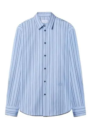 Off-White Zip-embellished Striped Cotton Shirt - Blue