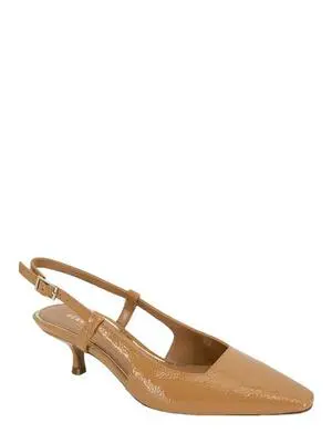 KENNETH COLE Martha Slingback Kitten Heel Pumps - Camel Patent