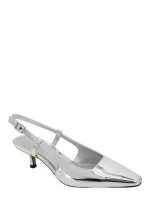 KENNETH COLE Kenneth Cole New York Martha Slingback Kitten Heel Pumps Silver