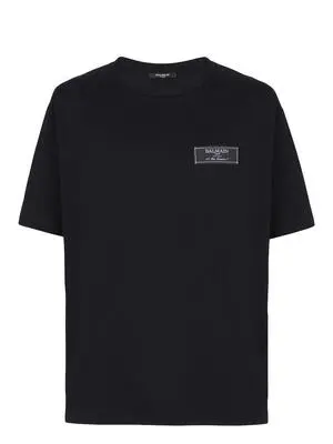Balmain Logo-patch Cotton T-shirt - Black