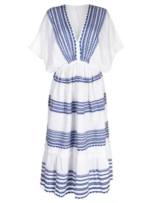 LEMLEM Yani Plunge Midi Dress - Blue