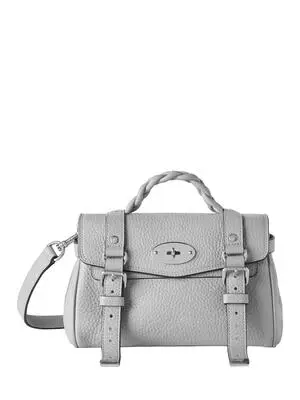 Mulberry Mulberry Mini Alexa Satchel Bag Pale Grey Heavy Grain