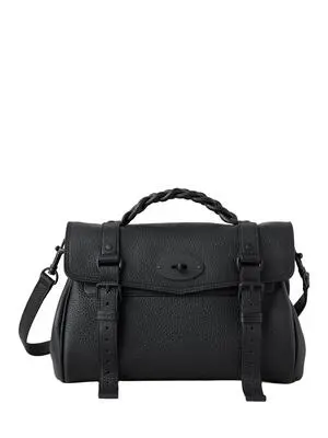 Mulberry Alexa Satchel - Black Heavy Grain Leather