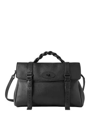 Mulberry Oversized Alexa Satchel Black Heavy Grain