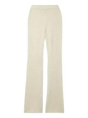 Savannah Morrow Halle Pointelle-knit Flared Pants - Cream