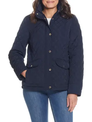 Gallery Gallery Quilted Stand Collar Jacket Ink Navy
