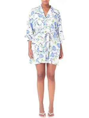 Endless Rose Floral Mini Shirtdress - Blue