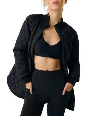 LOLE Quilted Water Repellent Nylon Bomber Jacket - Black Beauty