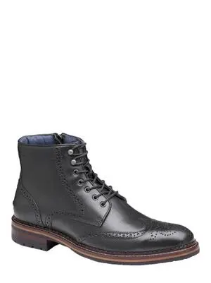 Johnston & Murphy Xc Flex Connelly Wingtip Boots - Black Full Grain