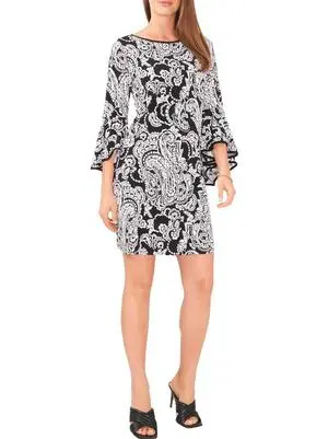 CHAUS Chaus Bell Sleeve Paisley Print Dress