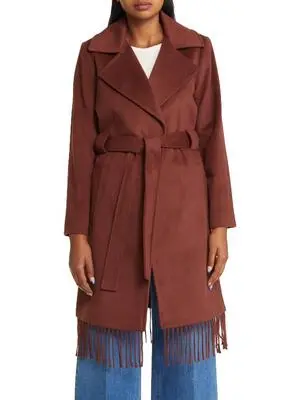 Sam Edelman Fringe Wrap Coat - Chestnut