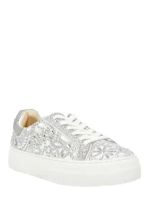 Betsey Johnson Betsey Johnson Reily Embellished Platform Sneakers White