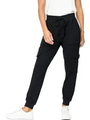 GIBSONLOOK Gigi Essential Soft Stretch Cotton Ponte Cargo Joggers - Black