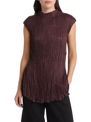 Eileen Fisher Crinkle Funnel Neck Tunic - Cassis