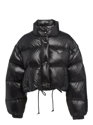 Prada Re-nylon Cropped Convertible Down Jacket - Black