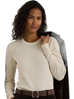 Ralph Lauren Cotton-blend Crewneck Sweater - Mascarpone Cream