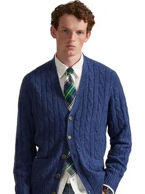 Ralph Lauren Cable-knit Cashmere Cardigan - Rustic Navy Heather