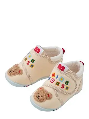 MIKI HOUSE Embroidered Bear Sneakers - Ivory