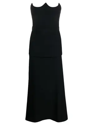 Alexander McQueen Peak Corset Crepe Gown - Black