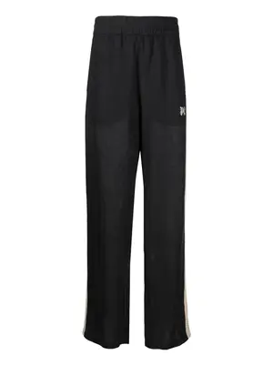 Palm Angels Logo-embroidered Linen Trousers - Black