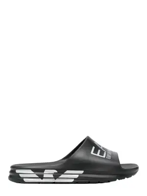 Emporio Armani Logo-print Slip-on Slides - Black