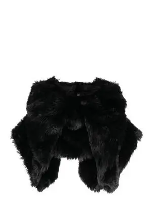 Comme Des Garçons Fur-design Cropped Blouse - Black