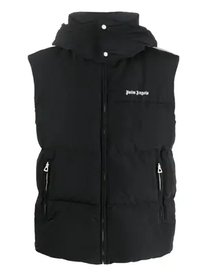 Palm Angels Logo-embroidered Puffer Gilet - Black