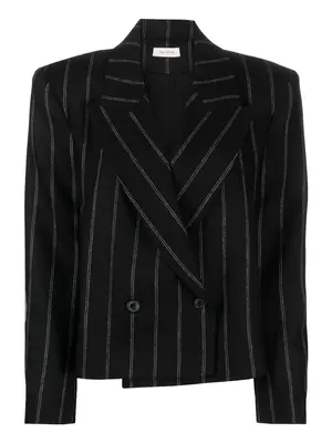 THE MANNEI Striped Wool Blazer - Black