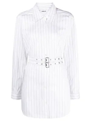 AMBUSH Striped Cotton-blend Shirtdress - White