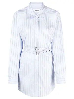 AMBUSH Striped Cotton-blend Shirtdress - Blue