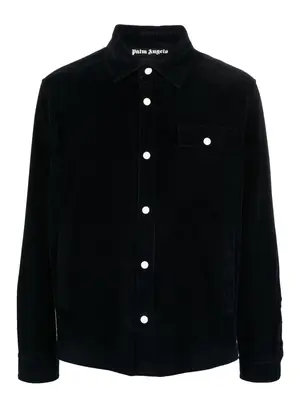 Palm Angels Crochet-stripe Corduroy Shirt Jacket - Blue