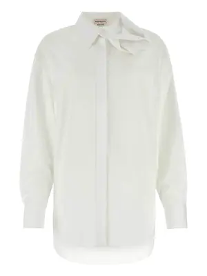 Alexander McQueen Orchid-appliqué Poplin Shirt - White