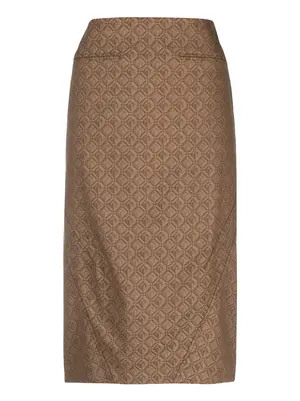 MARINE SERRE Regenerated Moon Diamant Jacquard Midi Skirt - Brown