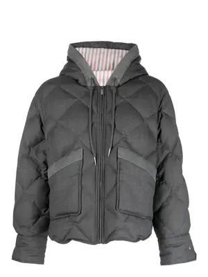 Thom Browne Super 120's Hooded Padded Jacket - Grey