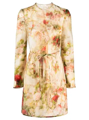 Zimmermann Luminosity Floral-print Silk Minidress - Neutrals
